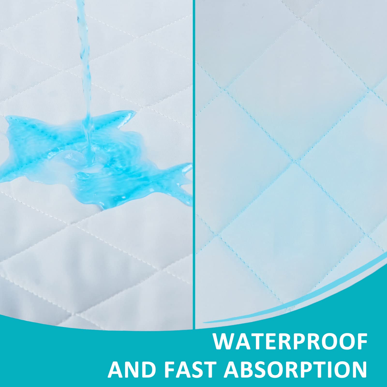KANECH Queen Size Bed Pads (60"x80") with Straps (1 Pack), Washable and Waterproof ,Heavy Absorbency Incontinence Mattress Pad, Reusable for Adults and Kids