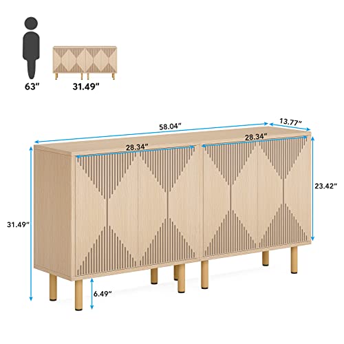 LITTLE TREE Sideboard Buffet Modern Storage Cabinet with Doors Brown