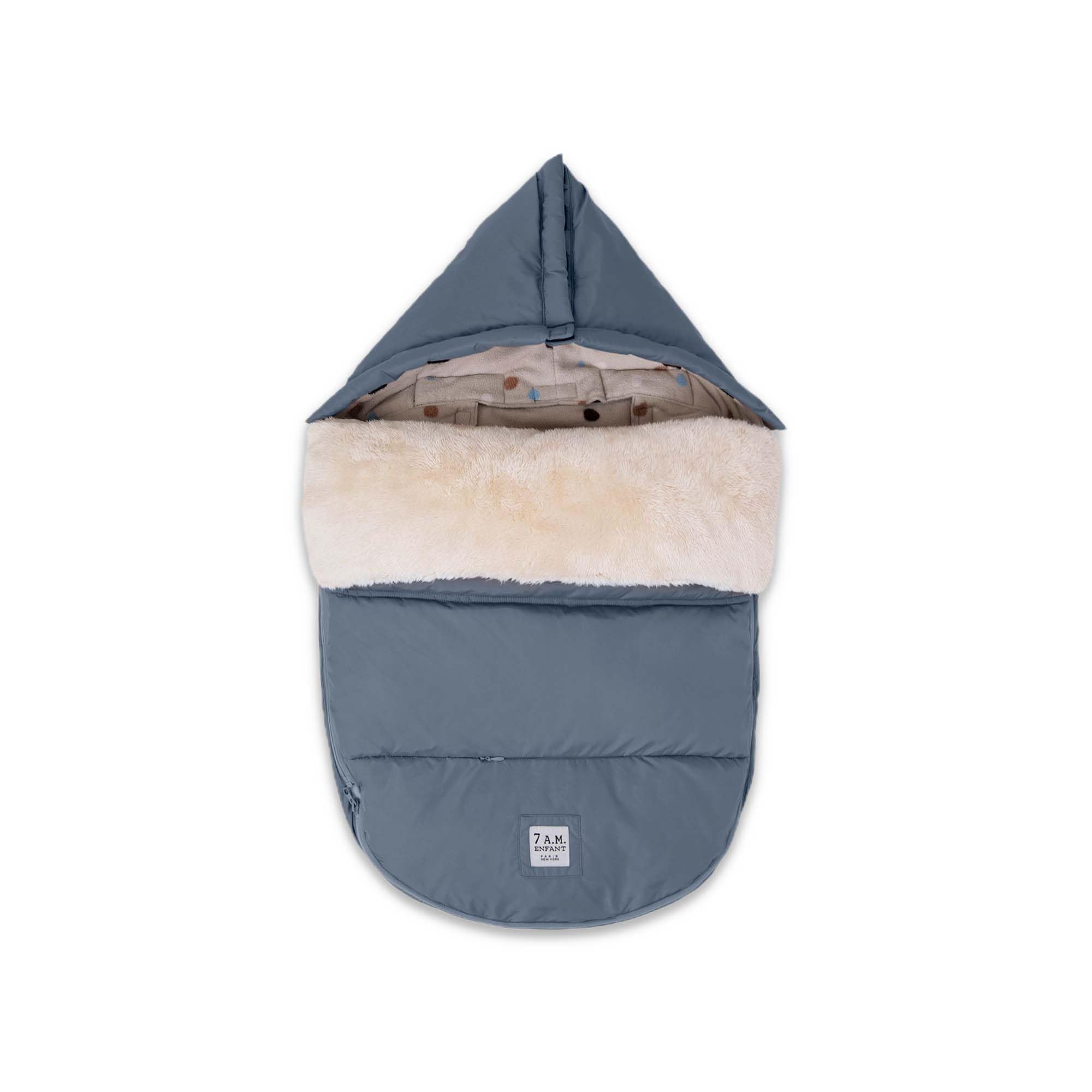 7AM Enfant Universal Stroller Footmuff - Water Repellent Winter Bunting Bag for Strollers & Car Seats, Soft Micro-Fleece & Plush Lined Stroller Footmuff | Ash Blue, Print Pebbles