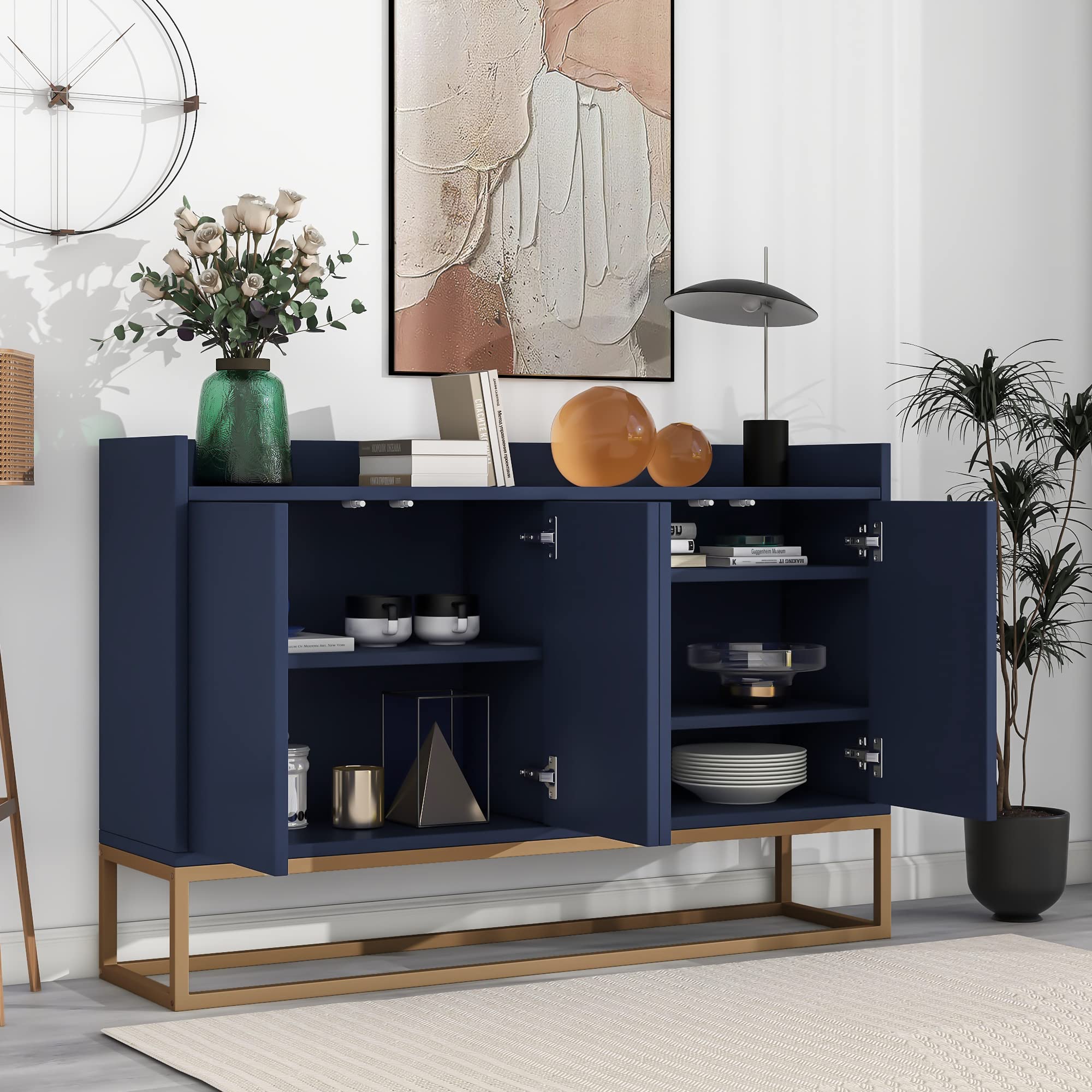 CuisinSmart Buffet Cabinet with Storage, Kitchen Sideboard Buffet Cabinet with Storage Door and Open Shelf, Entryway Sideboard Storage Cabinet for Dining Room Living Room