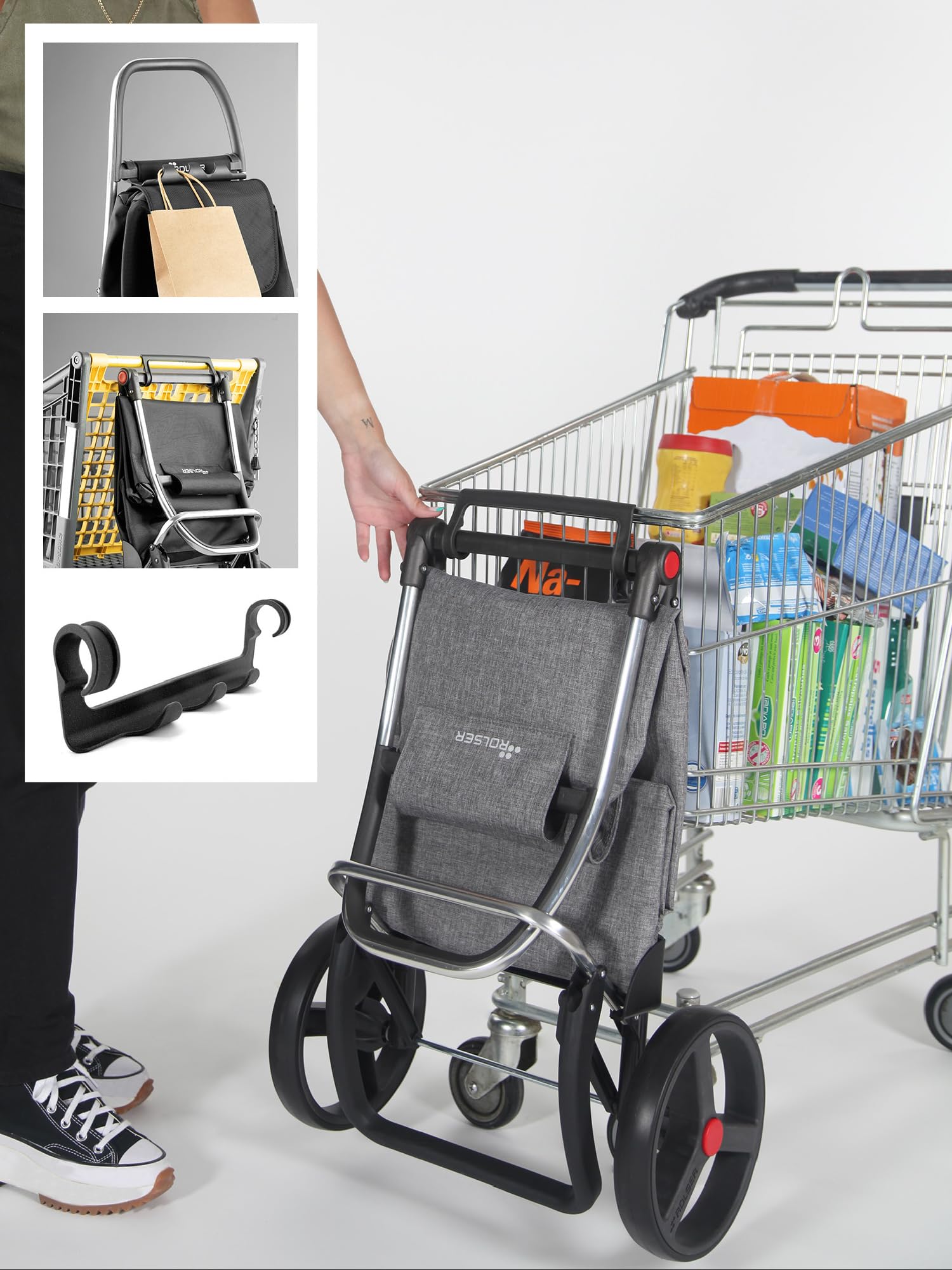 Foldable Grocery Shopping Cart with Wheels | Collapsible Personal Folding Cart for Groceries | Durable & Portable | Coral