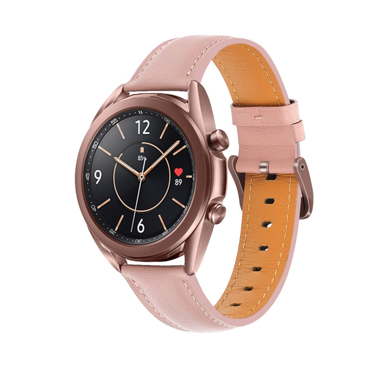 Genuine Leather Bands Compatible with Galaxy Watch 3 41mm/45mm,Woman Man 20mm/22mm Wristband Quick Release Strap for Galaxy Watch 42mm/Watch 4 Classic/Watch 46mm Smartwatch