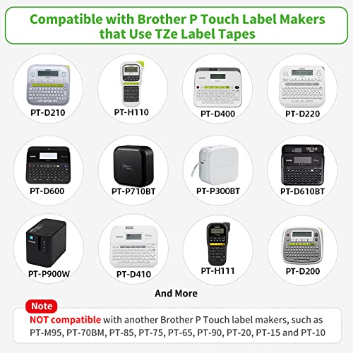Labelife Compatible Brother P Touch 9mm Label Tape for TZe TZ Tape 9mm 0.35 Laminated White Label Tape TZe-221 TZe221 Work with Brother Ptouch Labeler PT-D210 PT-H110 PT-D400 PT-D600, 3/8 Inch, 4-Pack