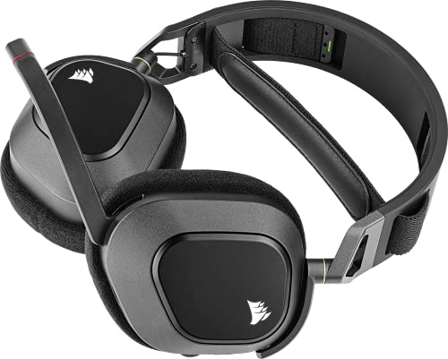 Corsair HS80 RGB WIRELESS Premium Gaming Headset with Dolby Atmos Audio (Low-Latency, Omni-Directional Microphone, 60ft Range, Up to 20 Hours Battery Life, PS5/PS4 Wireless Compatibility) Black