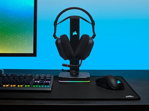 Corsair HS80 RGB WIRELESS Premium Gaming Headset with Dolby Atmos Audio (Low-Latency, Omni-Directional Microphone, 60ft Range, Up to 20 Hours Battery Life, PS5/PS4 Wireless Compatibility) Black