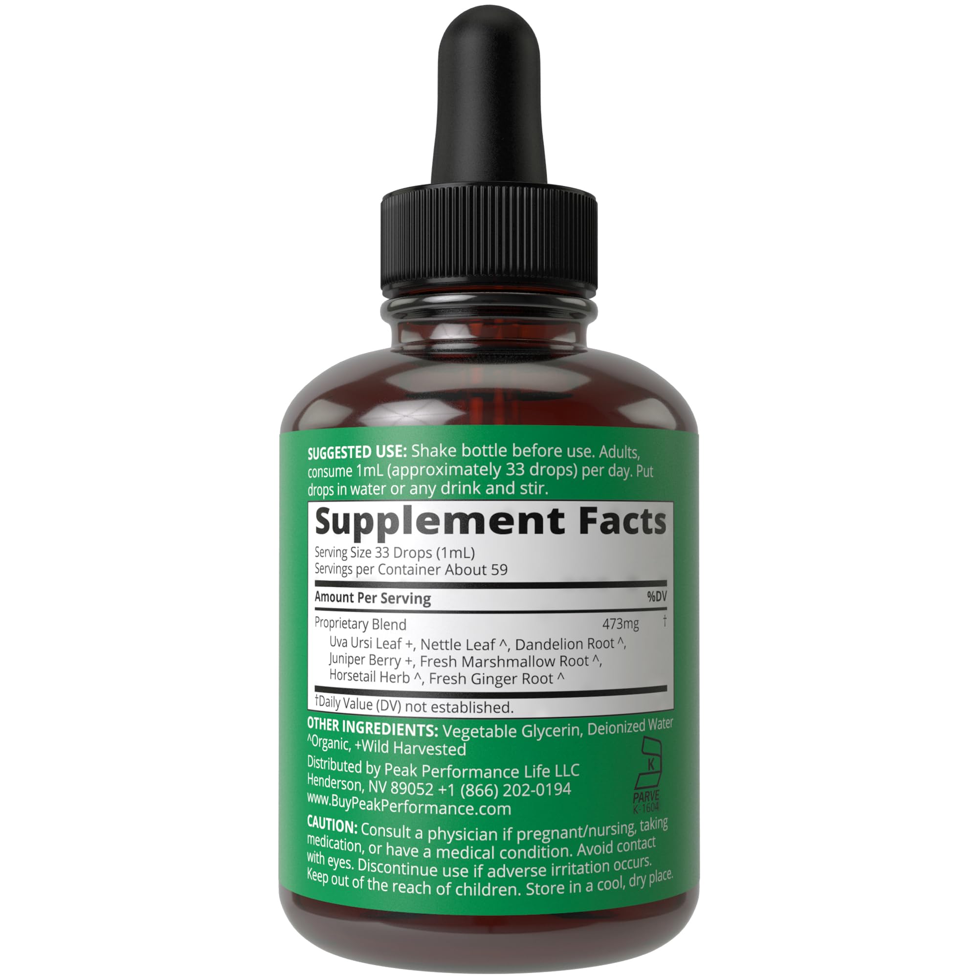 Urinary Tract Health UTI Herbal Treatment For Women. Vegan Kosher Bladder Relief Liquid Supplement Drop with Wild Harvested Uva Ursi Leaf, Organic Nettle Leaf & Dandelion Root, Juniper, Horsetail Herb