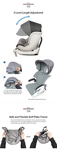 Manito Sun Shade Extender/Auxiliary Canopy for Car Seat (Black)