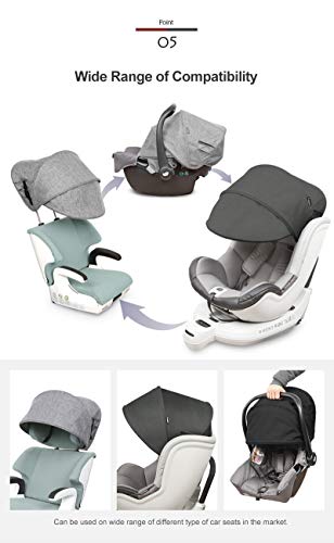 Manito Sun Shade Extender/Auxiliary Canopy for Car Seat (Black)
