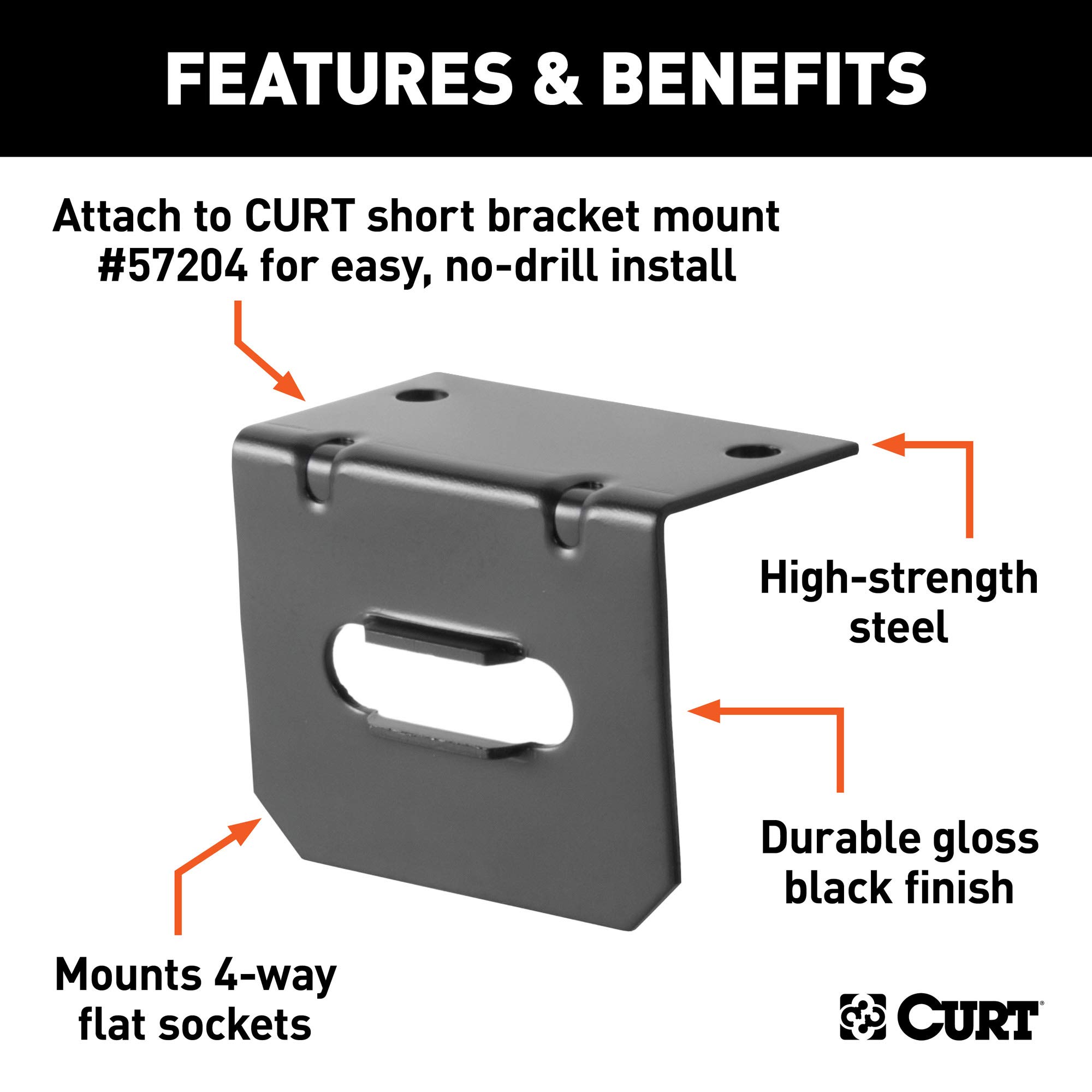 CURT 58301 Vehicle-Side Trailer Wiring Harness Mounting Bracket for 4-Way Flat