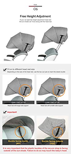 Manito Sun Shade Extender/Auxiliary Canopy for Car Seat (Black)