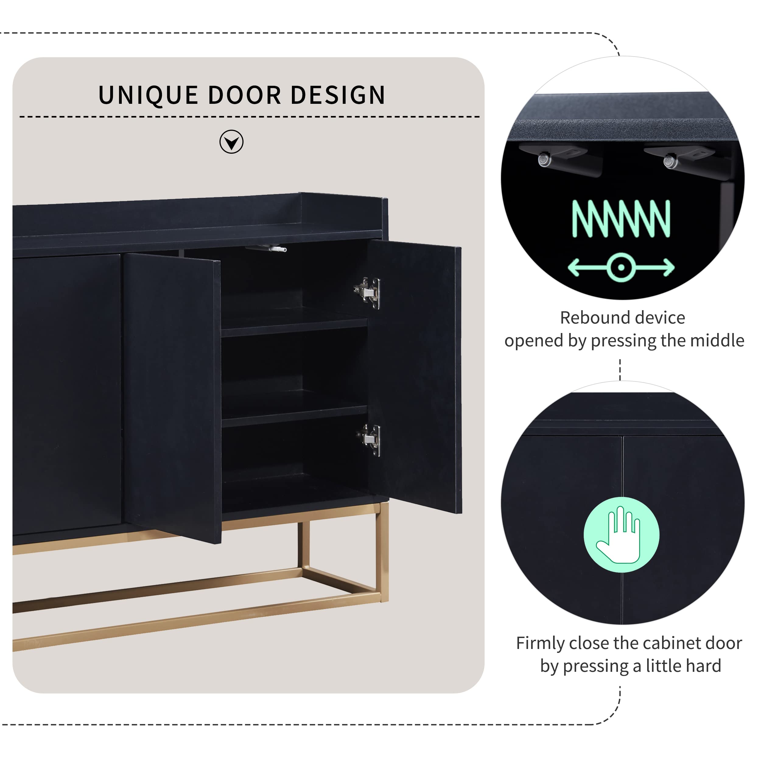 CuisinSmart Buffet Cabinet with Storage, Kitchen Sideboard Buffet Cabinet with Storage Door and Open Shelf, Entryway Sideboard Storage Cabinet for Dining Room Living Room