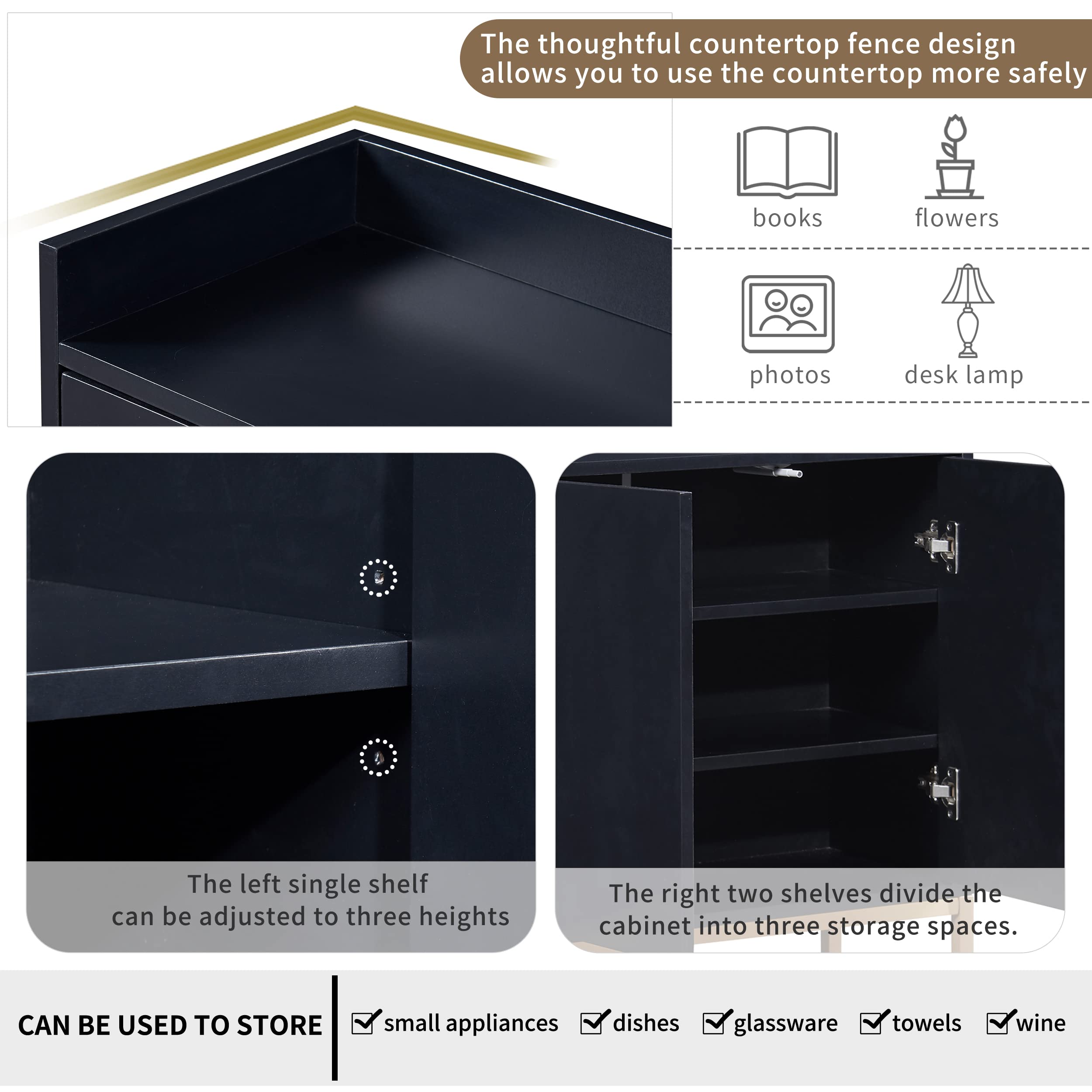CuisinSmart Buffet Cabinet with Storage, Kitchen Sideboard Buffet Cabinet with Storage Door and Open Shelf, Entryway Sideboard Storage Cabinet for Dining Room Living Room