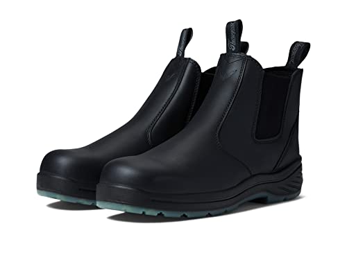 Thorogood 6” Slip On Station Boots for Men and Women - Soft Toe Leather with Quick Release, Slip-Resistant Outsole, and Translucent Non-Marking Bottom; EH Rated, Black - 11 W