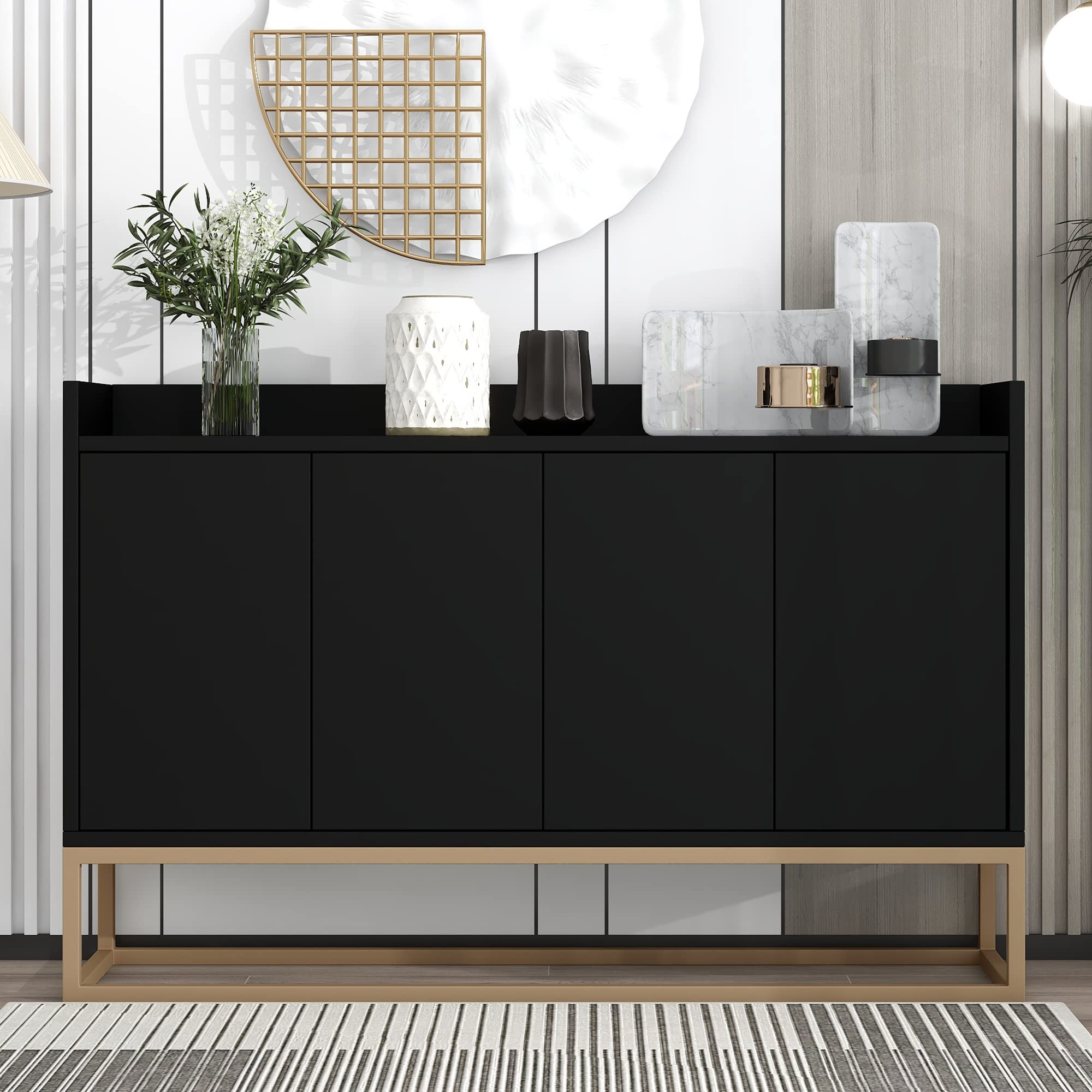 CuisinSmart Buffet Cabinet with Storage, Kitchen Sideboard Buffet Cabinet with Storage Door and Open Shelf, Entryway Sideboard Storage Cabinet for Dining Room Living Room