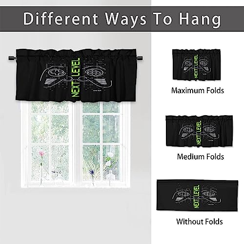 Abstract Boys Gamepad Rod Pocket Valance Curtains,Modern Digital Geometric Video Game Game Gamepad Window Treatments Valances for Kitchen Living Bathroom 54x18inch（2Pcs）