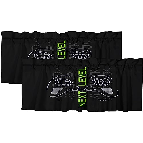 Abstract Boys Gamepad Rod Pocket Valance Curtains,Modern Digital Geometric Video Game Game Gamepad Window Treatments Valances for Kitchen Living Bathroom 54x18inch(2Pcs)