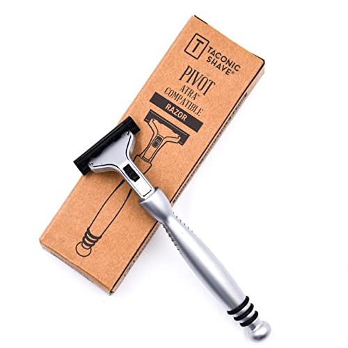 All Metal Heavyweight Chrome ATRA Compatible Twin Blade Razor & 10 Personna Pivot Plus Blades