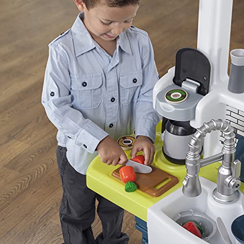 Step2 Elegant Edge Kitchen Set for Kids – Includes 70+ Toy Kitchen Accessories, Interactive Features for Realistic Pretend Play – Upscale Indoor/Outdoor Toddler Playset – Dimensions 50" x 65.75" x 14"