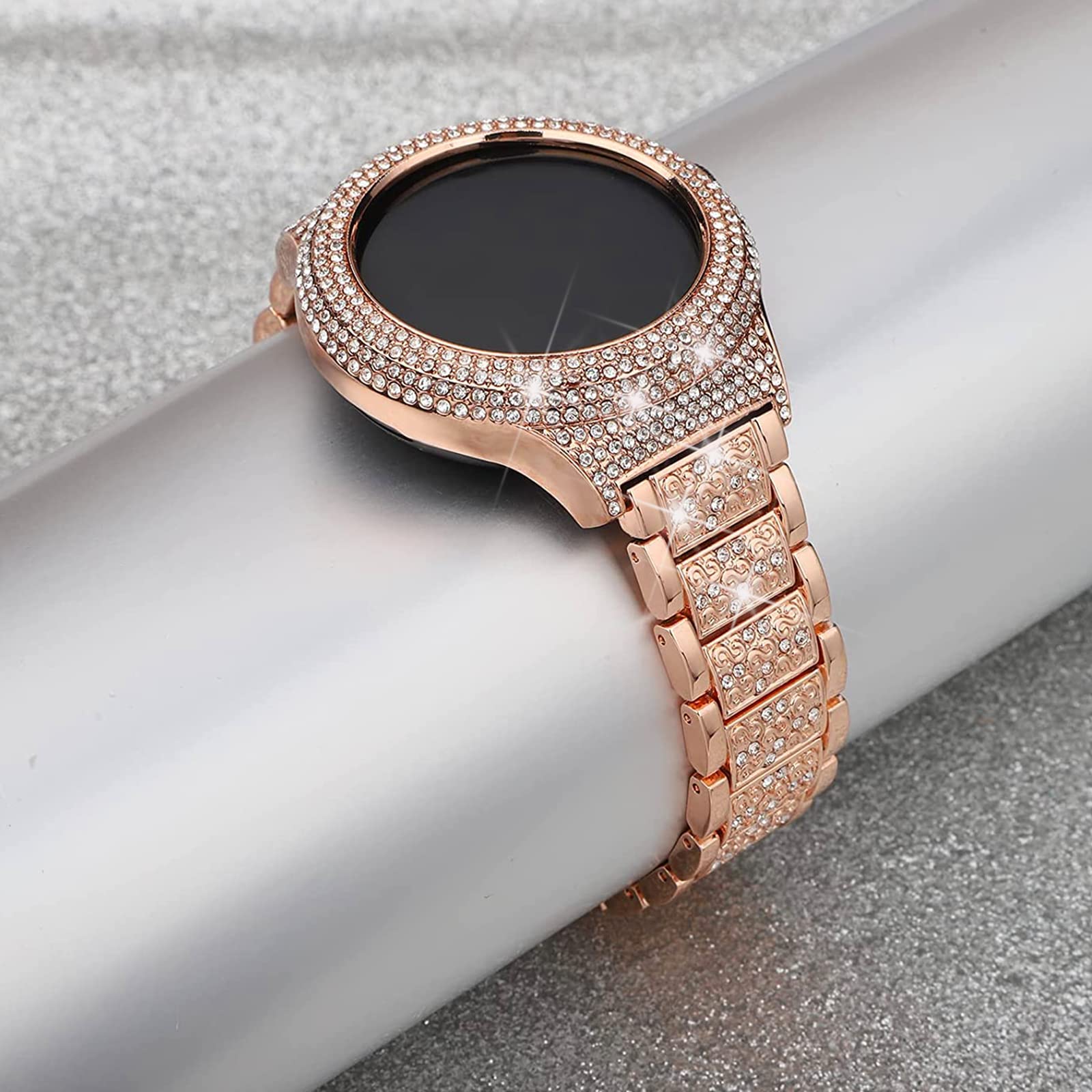 Mtozon Bling Bands Compatible with Google Pixel Watch 3 41mm Replacement Wristband Women，Rose Gold