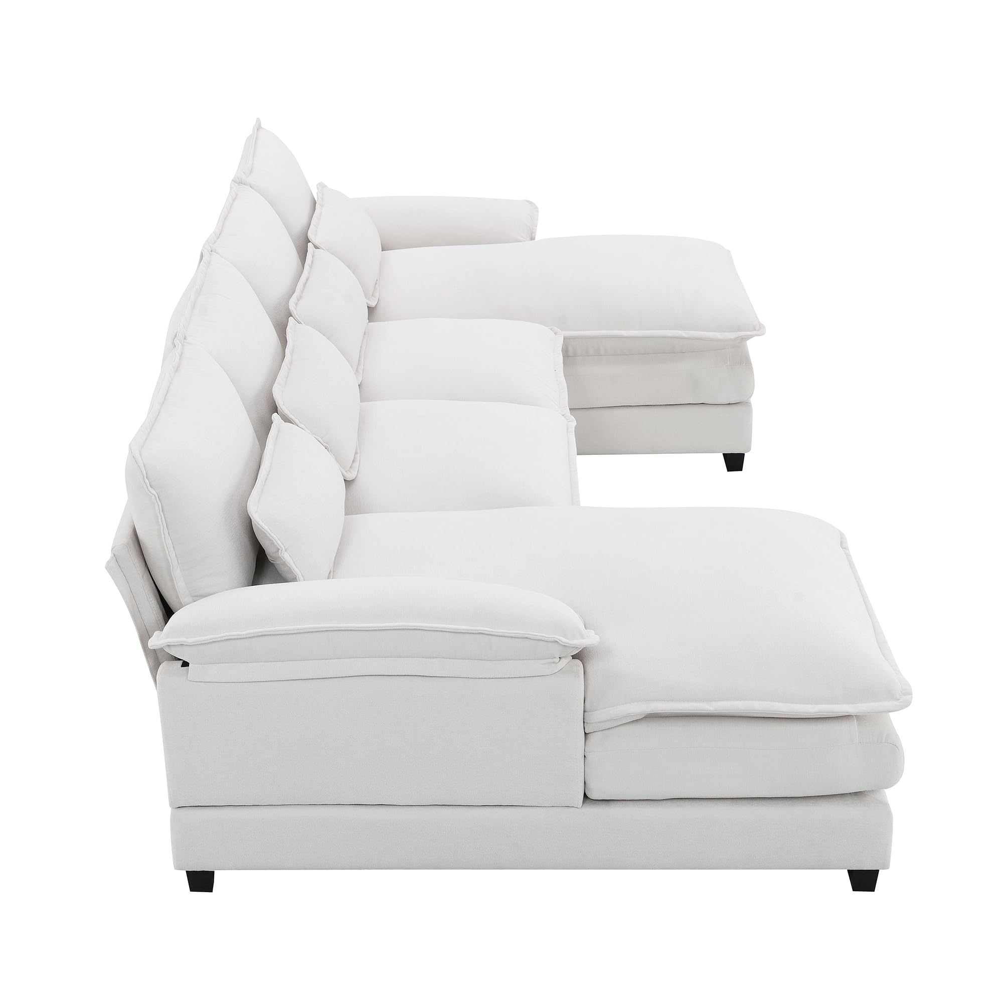 YUNLife&Home U-Shaped Modular Sectional Sofa with Double Chaise Lounge and Waist Pillows,6-Seat Oversized Symmetrical Couch,Comfy Chenille Upholstery Deap Seat Corner Sofá Convertible Sleeper Couches