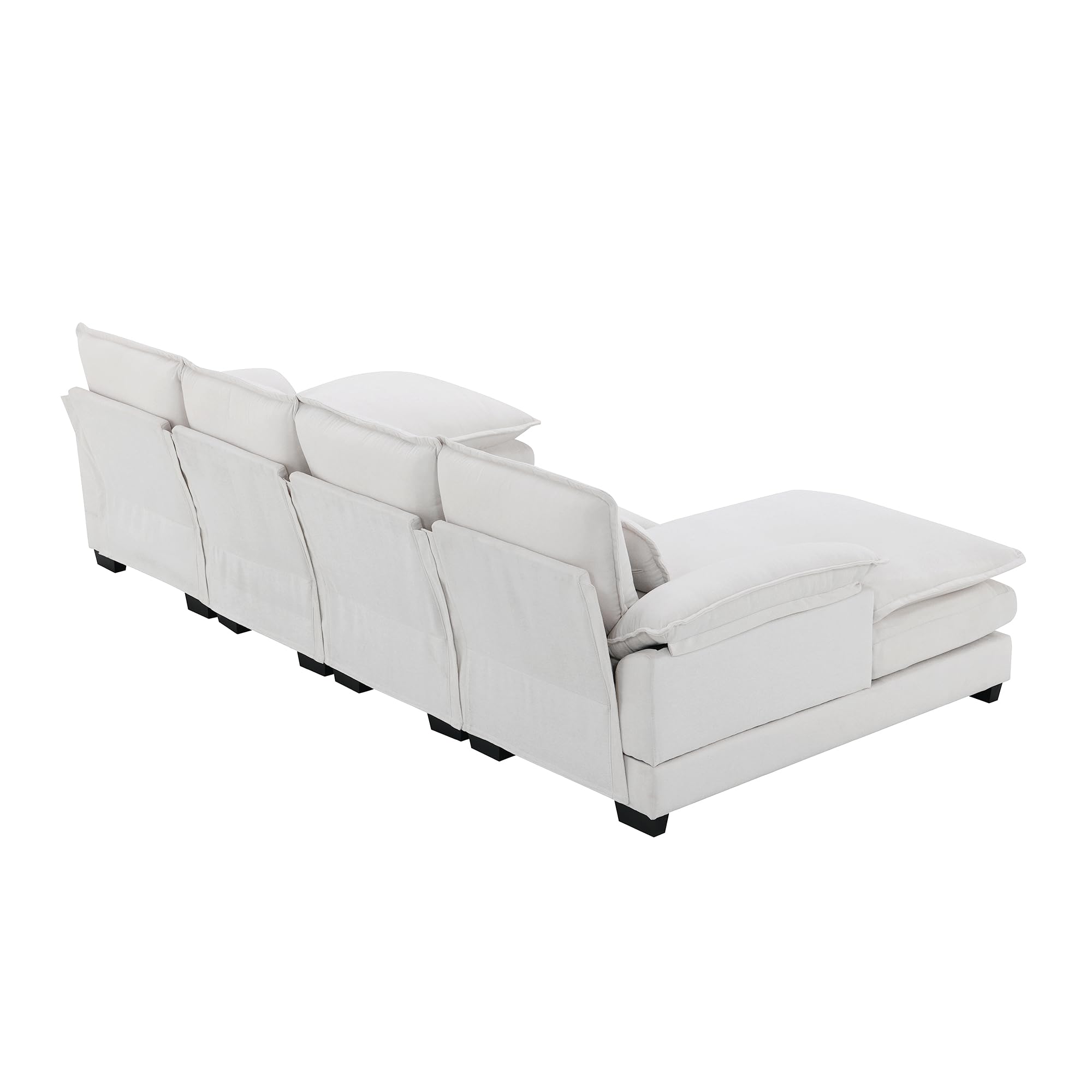 YUNLife&Home U-Shaped Modular Sectional Sofa with Double Chaise Lounge and Waist Pillows,6-Seat Oversized Symmetrical Couch,Comfy Chenille Upholstery Deap Seat Corner Sofá Convertible Sleeper Couches