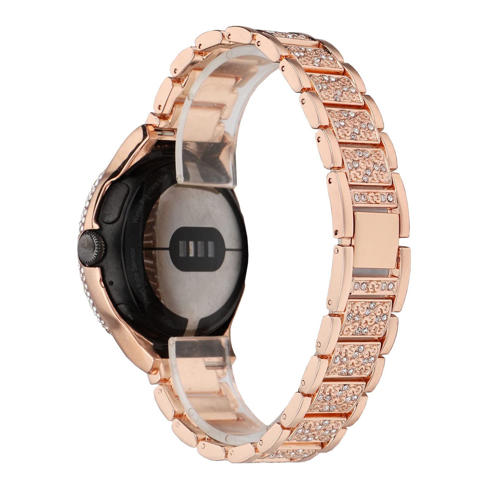 Mtozon Bling Bands Compatible with Google Pixel Watch 3 41mm Replacement Wristband Women，Rose Gold