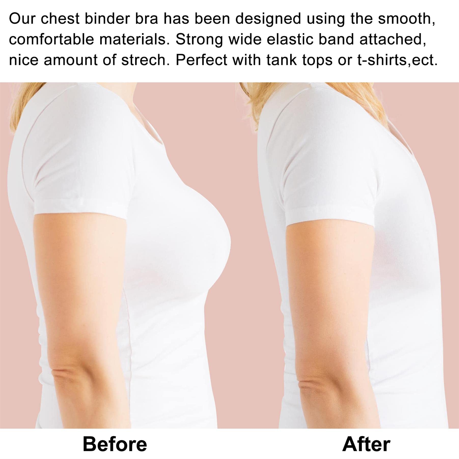 BRABIC Women Chest Binder Bra Bustier for Transgender Tomboy FTM Short Corset Zip Up Elastic Binder Trans Tank Top (XX-Large, Black)