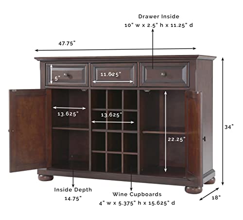 Crosley Furniture Alexandria Wine Buffet/Sideboard - Vintage Mahogany