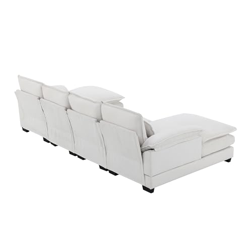 YUNLife&Home U-Shaped Modular Sectional Sofa with Double Chaise Lounge and Waist Pillows,6-Seat Oversized Symmetrical Couch,Comfy Chenille Upholstery Deap Seat Corner Sofá Convertible Sleeper Couches