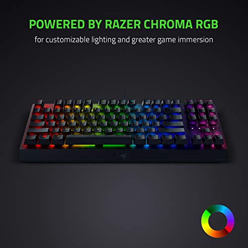 Razer BlackWidow V3 Tenkeyless TKL Mechanical Gaming Keyboard: Yellow Mechanical Switches - Linear & Silent - Chroma RGB Lighting - Compact Form Factor - Programmable Macros - USB Passthrough