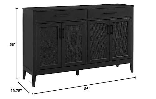 Crosley Furniture Milo Modern Sideboard Buffet Cabinet with Storage Cabinets and Drawers, Kitchen, Dining, Black