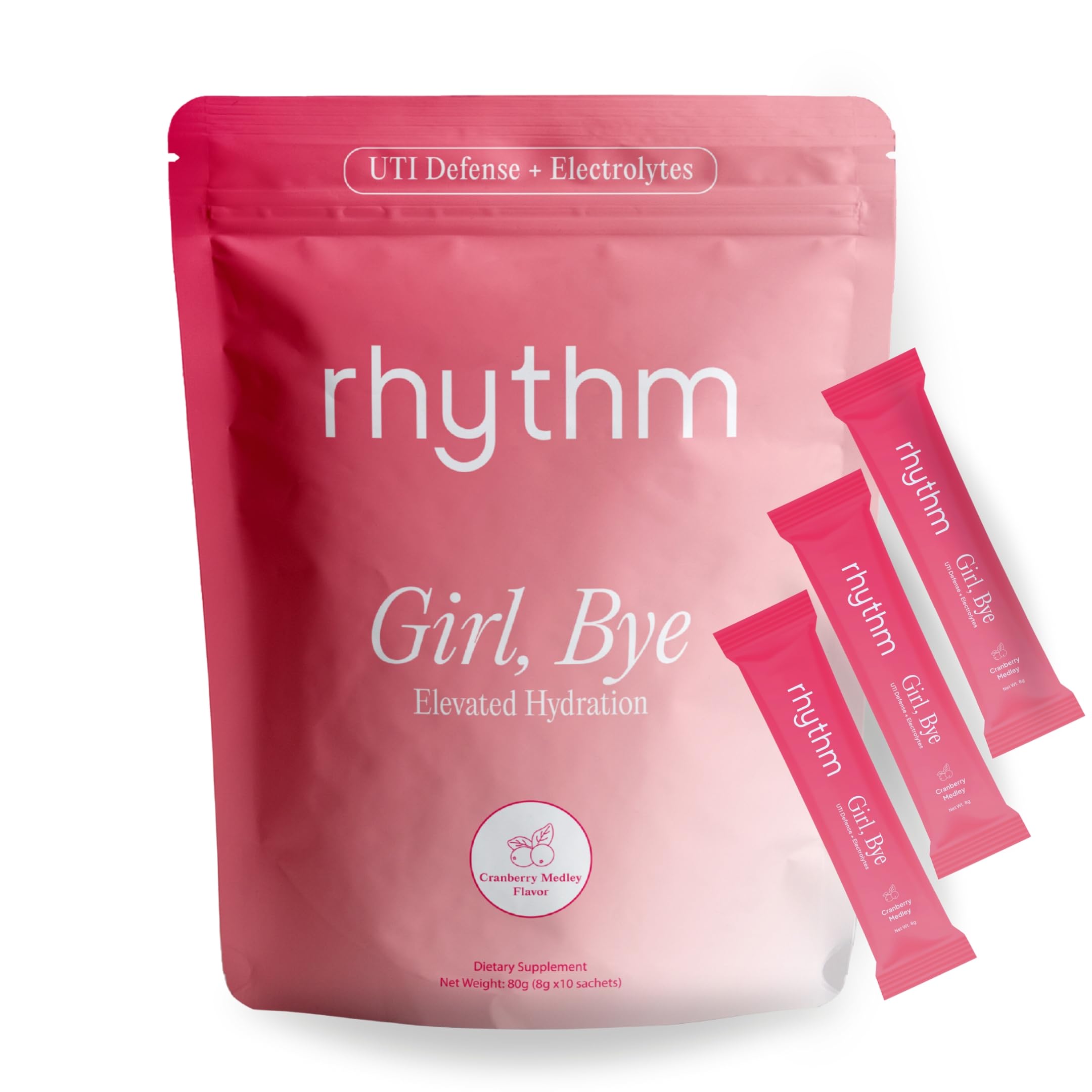 Girl, Bye Cranberry Medley 20 Travel Packs | Fast-Acting Keto UTI Relief & Defense + Urinary Tract Health Drink Mix | pH Balancing | Workout & Intimacy | Essential Minerals | Intermittent Fasting