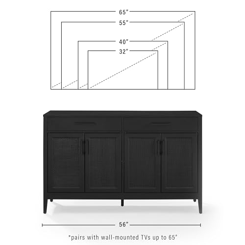 Crosley Furniture Milo Modern Sideboard Buffet Cabinet with Storage Cabinets and Drawers, Kitchen, Dining, Black
