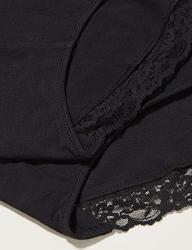 Amazon Essentials Women's Cotton and Lace Tanga Brief, Pack of 4, Black, XX-Small
