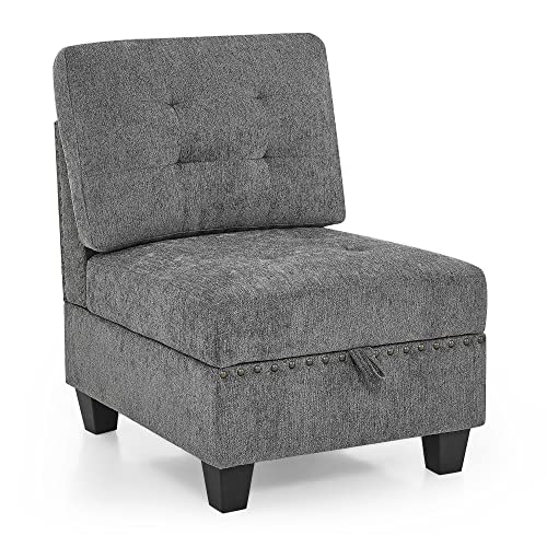 FULife Free Combination Modular Sofa Reversible Sectional Couch Oversized U Shaped Sofá Upholstery Deap Seat Sleeper Couches Bed with Storage for Living Room Spacious Space,4 Single Chairs,2 Corners