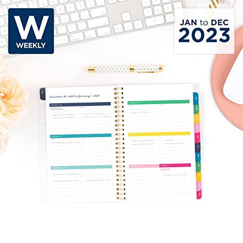 AT-A-GLANCE 2023 Weekly & Monthly Planner, Simplified by Emily Ley, 5-1/2" x 8-1/2", Small, Monthly Tabs, Climbing Rose (EL92-200)