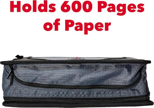 Case-it The Mighty Zip Tab Zipper Binder - 3 Inch O-Rings - 5 Color Tab Expanding File Folder - Multiple Pockets - 600 Sheet Capacity - Comes with Shoulder Strap - Deep Purple D-146