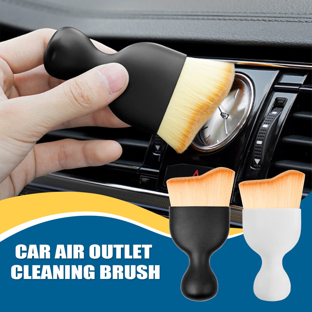 BELOMI Car Detailing Brush, Auto Interior Dusting Brush, Car Soft Bristle Cleaning Tool, Universal Car Interior Crevice Brush for Dashboard, Air Conditioner Vents, Leather, Computer (Pink)