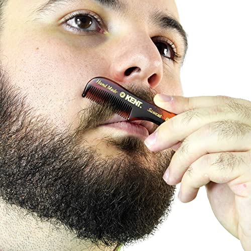 Kent A 81T (2.8") Pocket Comb & Beard Comb for Mustache and Beard - Travel Kit Beard Comb for Grooming/Beard Care - Fine Tooth Comb Mustache Comb Kent Comb for Mustache Kit Beard Grooming Styling Comb