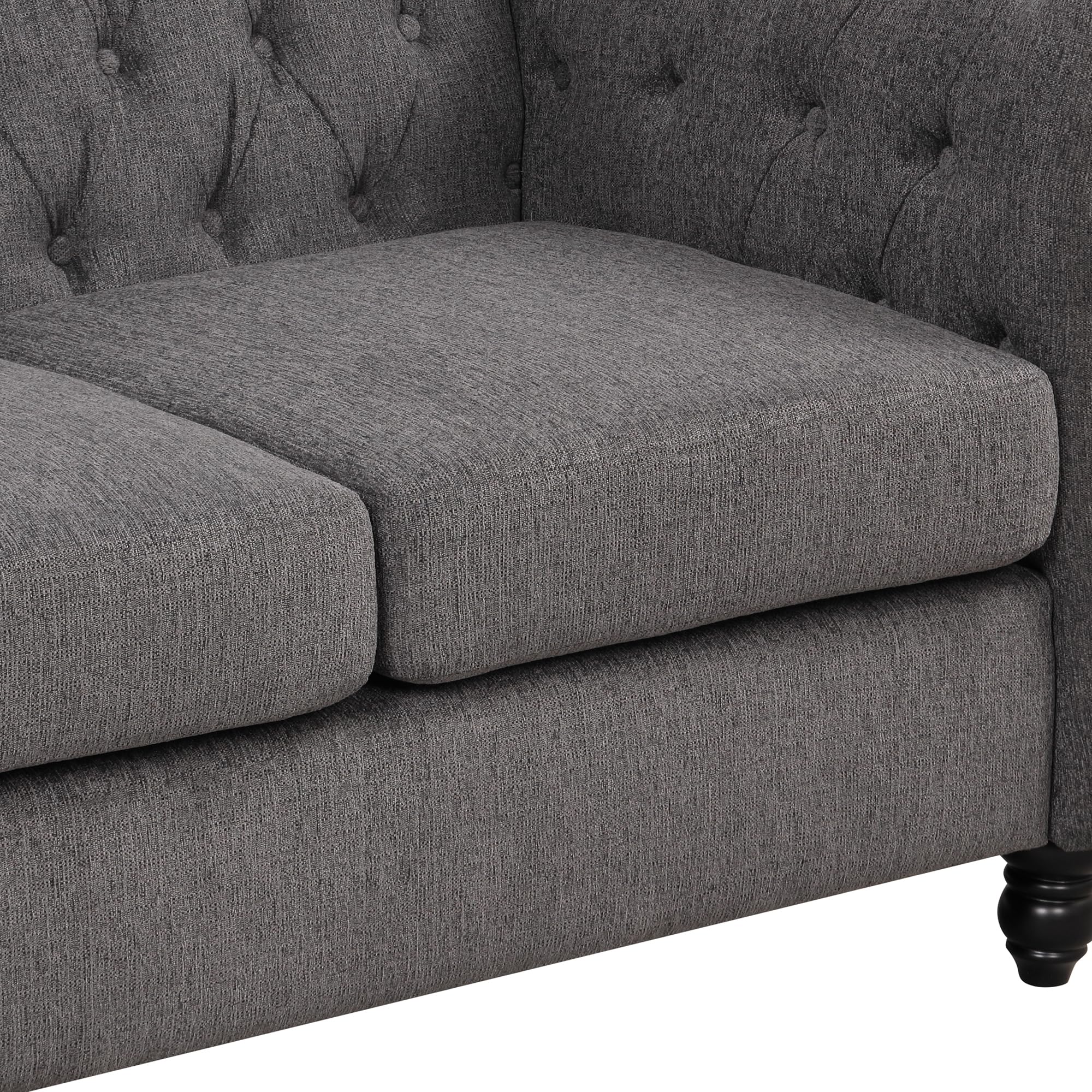 SZUBEE Living Room, 82" Modern Dutch Plush Sofa with Solid Wood Legs,Buttoned Tufted Backrest,Upholstered 3-Seater Couch for Apartment and Louge Area,Gray