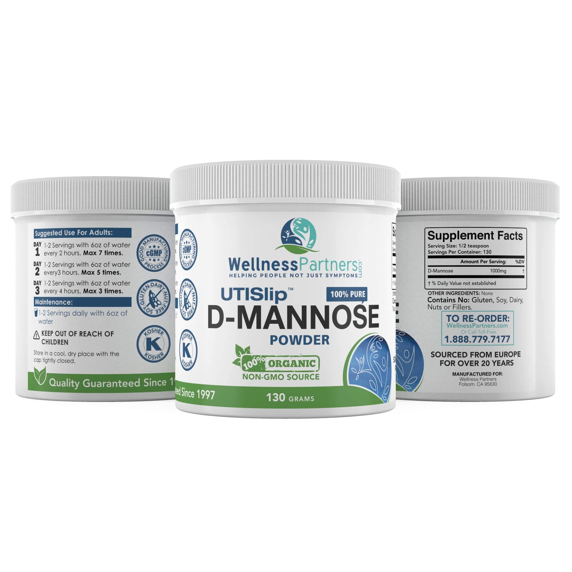 Now New UTI-Slip D Mannose Non GMO Organic Source Powder 130g jar.