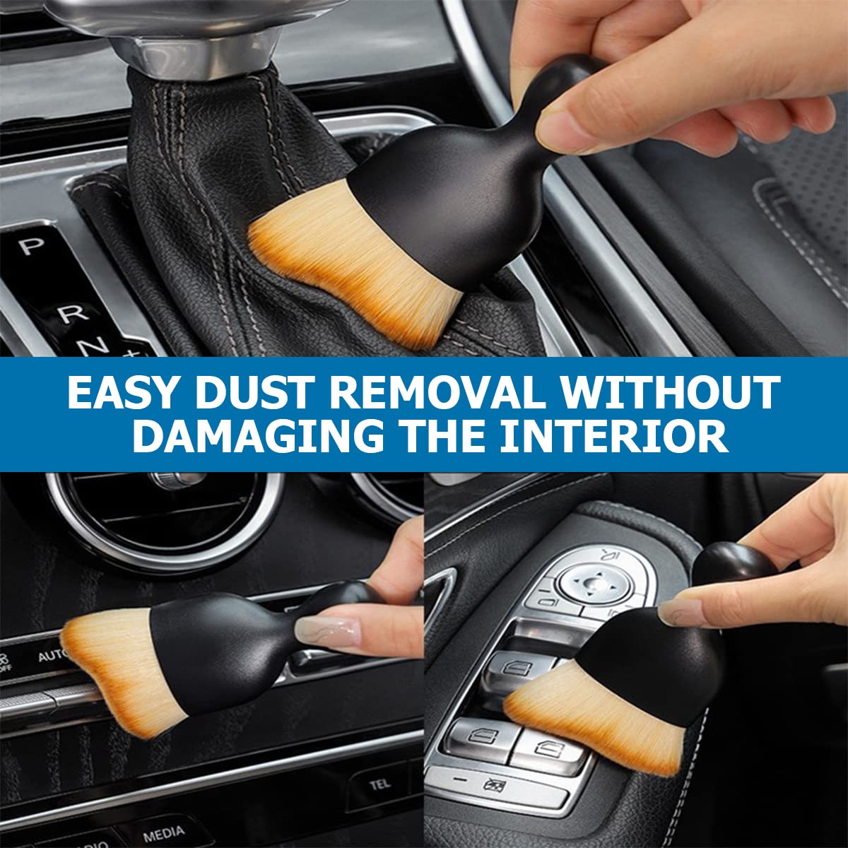 BELOMI Car Detailing Brush, Auto Interior Dusting Brush, Car Soft Bristle Cleaning Tool, Universal Car Interior Crevice Brush for Dashboard, Air Conditioner Vents, Leather, Computer (Pink)