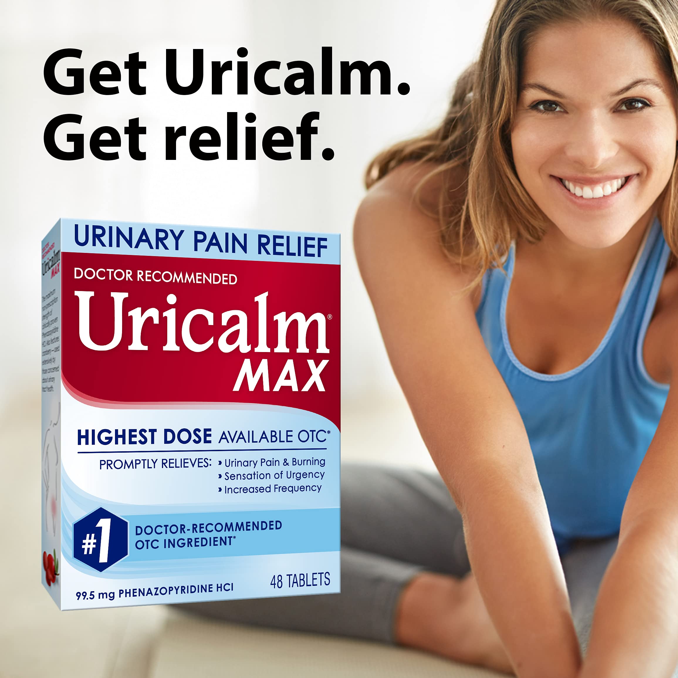 Uricalm Max - Maximum Strength - Prompt Relief of UTI Pain, Burning, Urgency & Increased Frequency - 48 Count