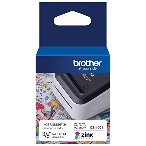 Brother Genuine CZ-1001 3/8β (0.37β) 9mm Wide x 16.4 ft. (5 m) Long Label roll Featuring Zink Zero Ink Technology