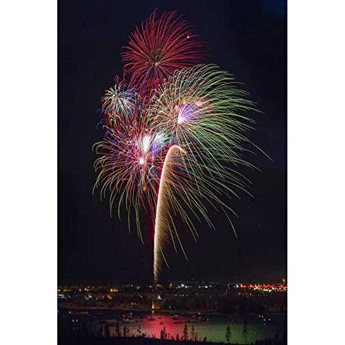 ArtDirect Colorado, Frisco Fireworks Display on July 4th IV 13x18 Black Modern Wood Framed with Double Matting Museum Art Print by Lord, Fred