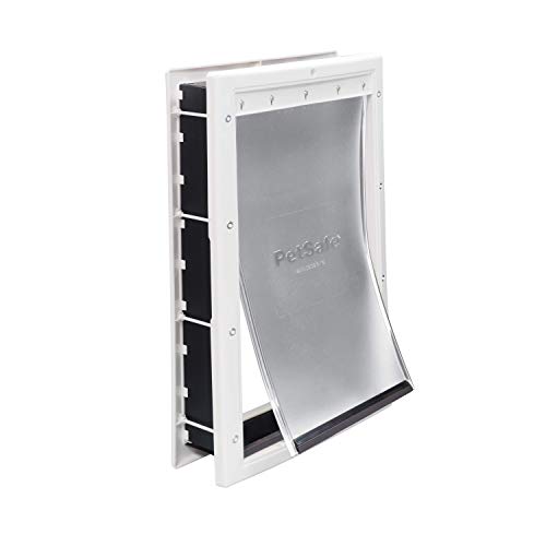 PetSafe Plastic Pet Door Large with Soft Tinted Flap, Paintable White Frame, for dogs up to 100 lb.