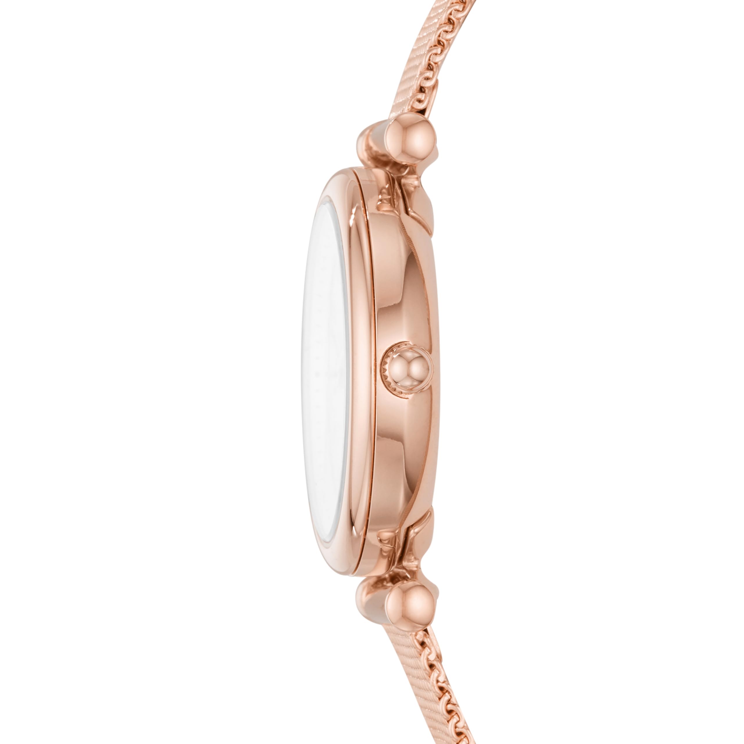 Fossil Women's Carlie Mini Quartz Stainless Steel Mesh Three-Hand Watch, Color: Rose Gold (Model: ES4433)
