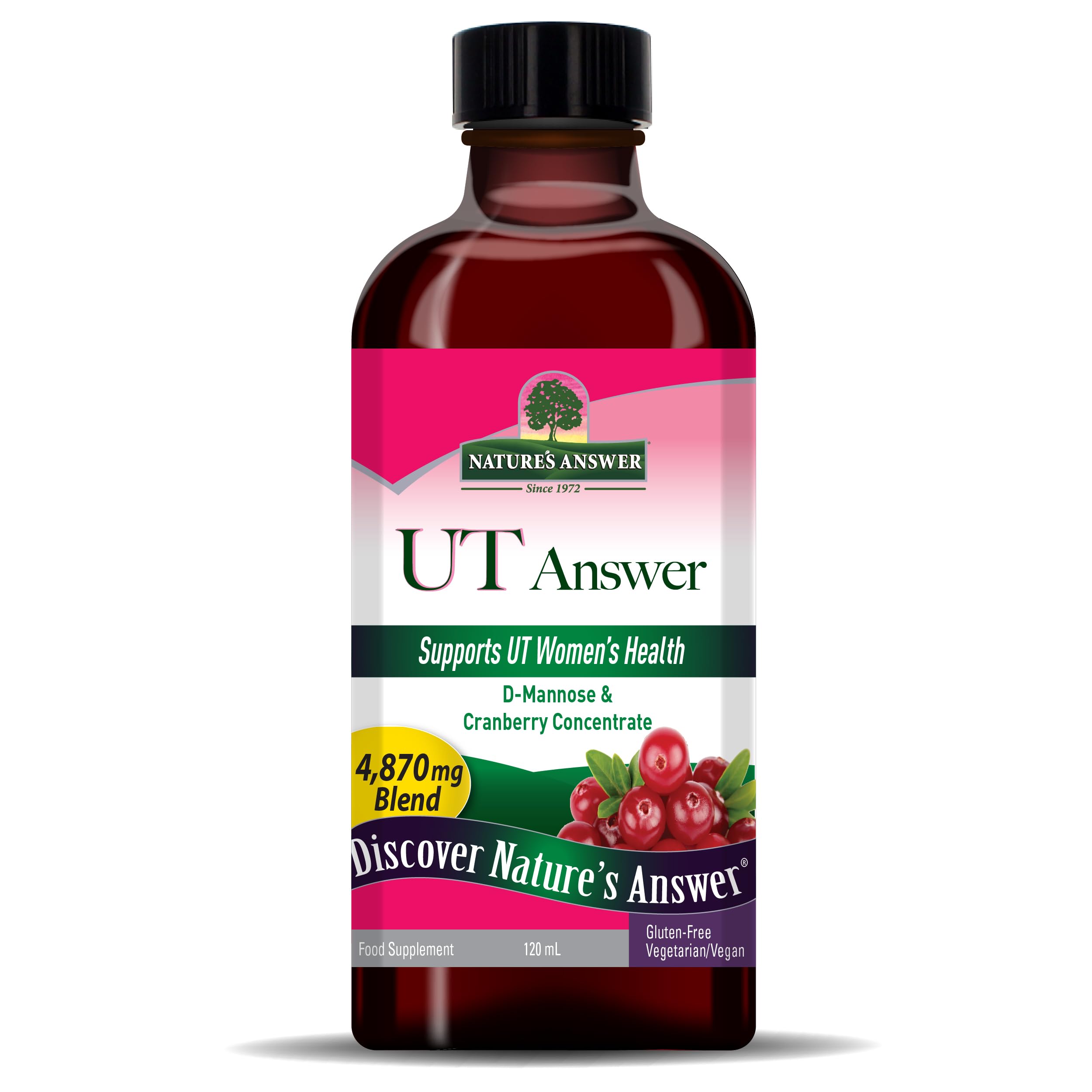 Nature's Answer UT Answer | Urinary Tract System Support | Cranberry Flavor Dietary Supplement | Alcohol-Free, Gluten-Free, Not Tested on Animals & Vegan 4oz