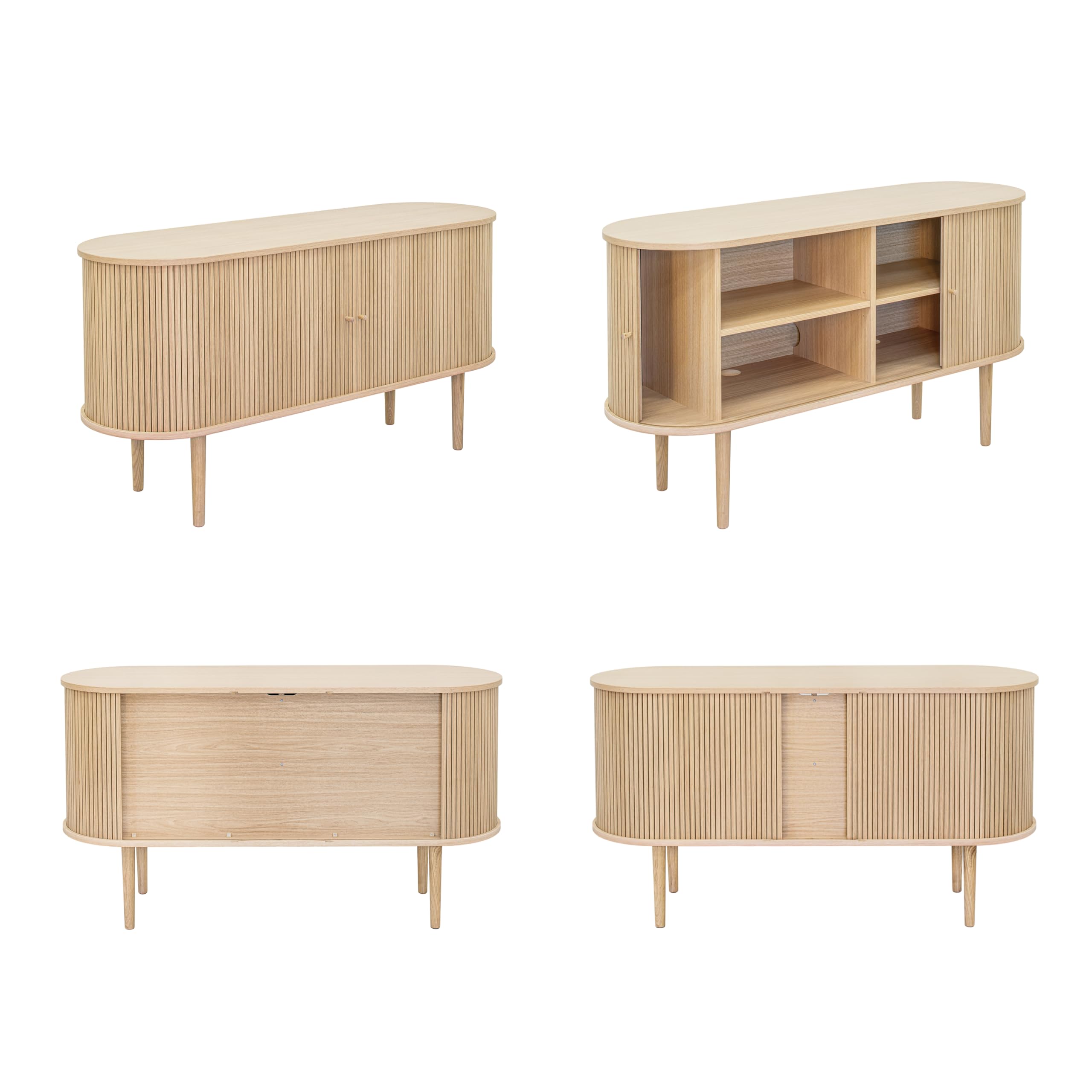 WERMO 55'' Sideboard Storage Cabinet with Doors and Shelves - Wood Credenza for Living Room, Bedroom, Entryway and Home Office Cabinet. Kitchen Buffet, Modern Media Console Table with Storage (Oak)