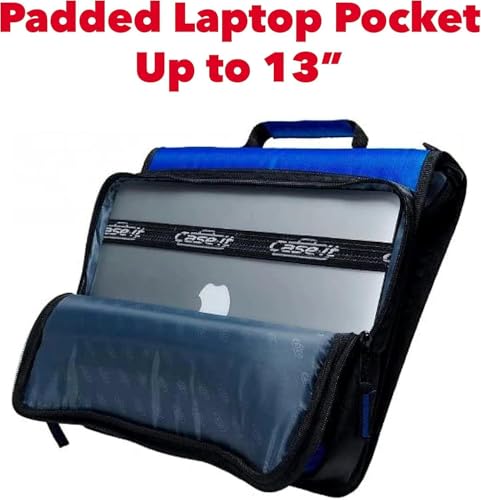 Case-it The Universal Zipper Binder - 2 Inch O-Rings - Padded Pocket That Holds up to 13 Inch Laptop/Tablet - Multiple Pockets - 400 Page Capacity - Comes with Shoulder Strap - Fire Engine Red LT-007